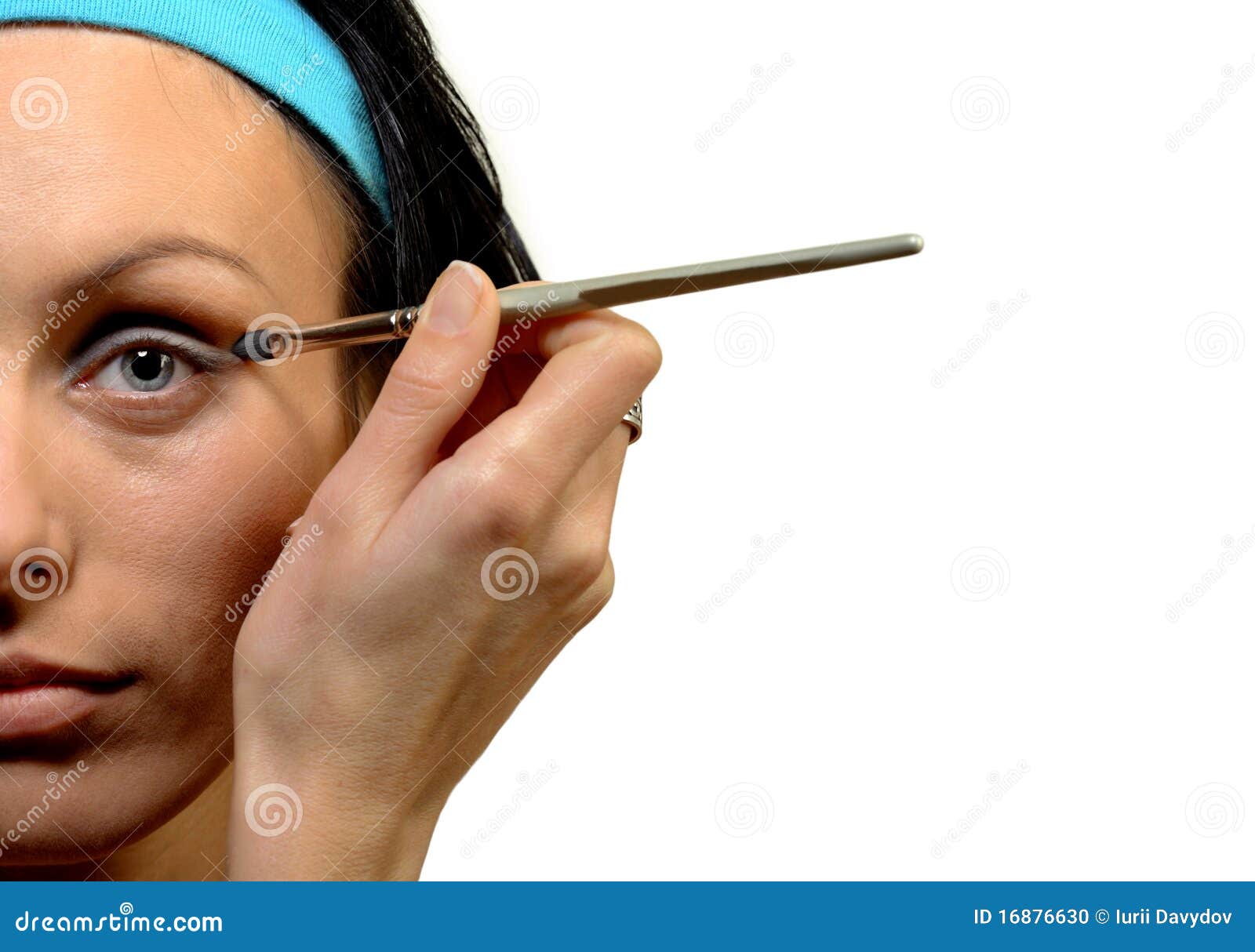 Half of Woman Face Applying Eye Shadow Stock Photo - Image of ...