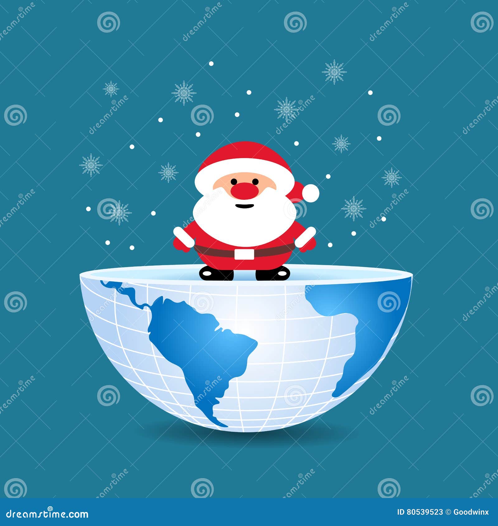 Half of the World with Inside Christmas Santa Claus Stock Vector ...