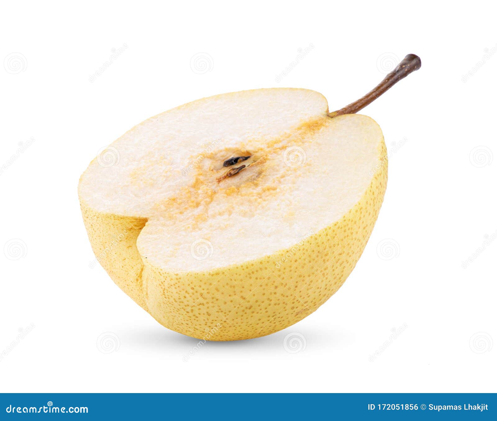 Half Yellow Pear Fruit Isolated on White Stock Photo - Image of summer ...