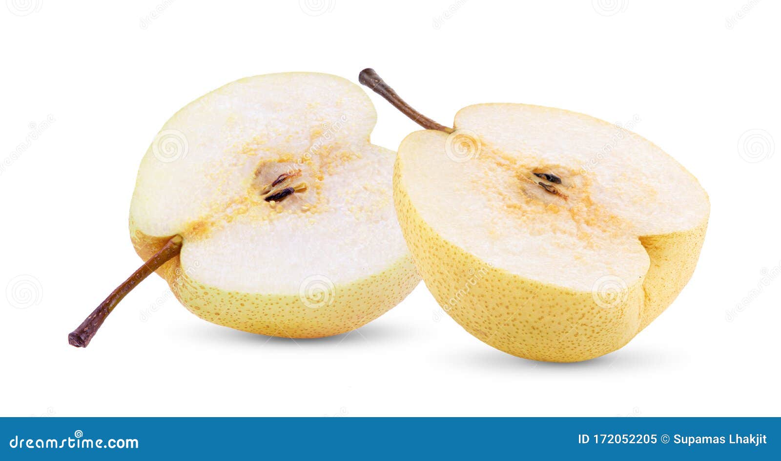 Half Yellow Pear Fruit Isolated on White Stock Image - Image of health ...
