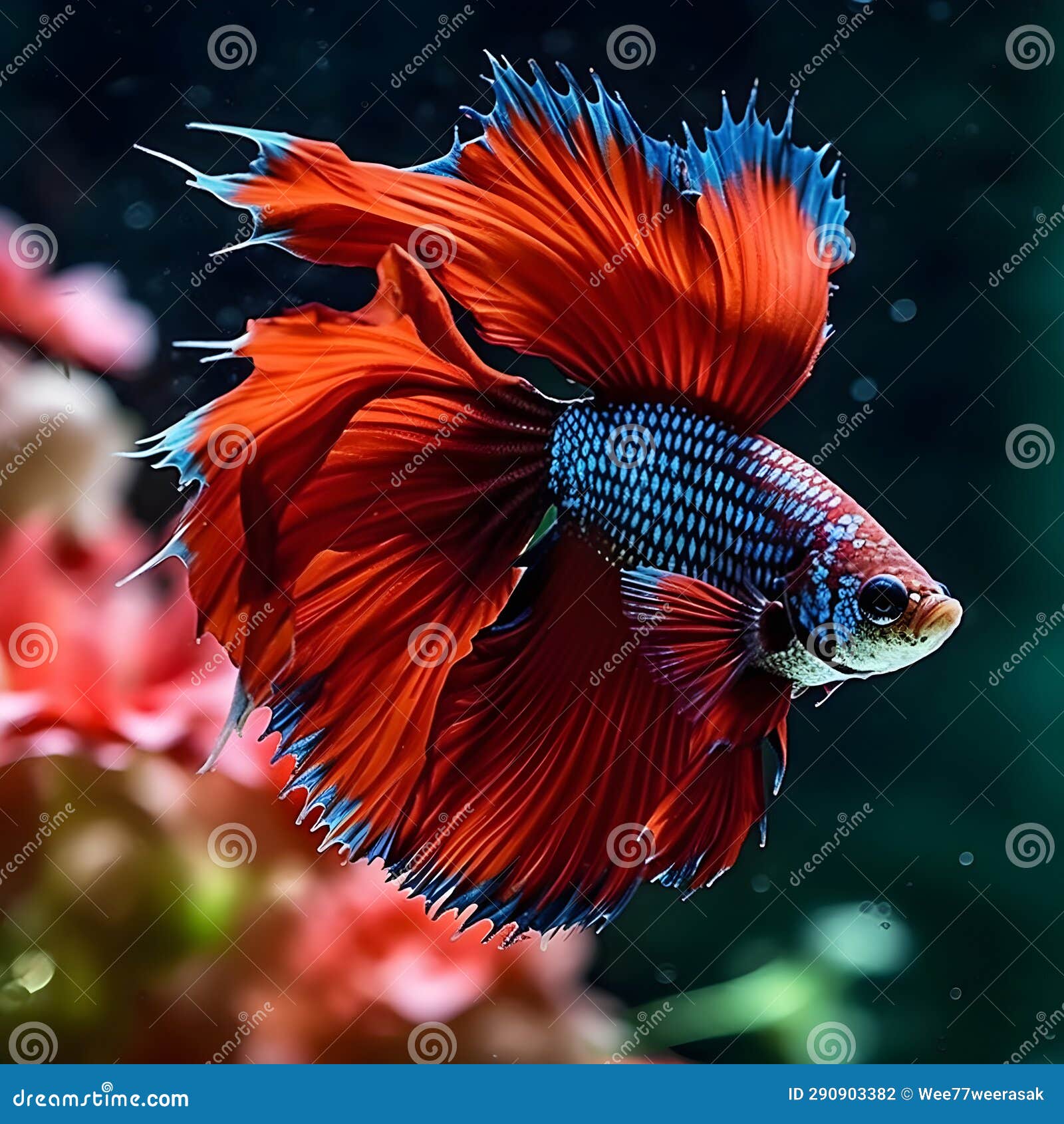 Halfmoon Long Fin, Colorful Betta Fish Isolated Black Background Stock ...