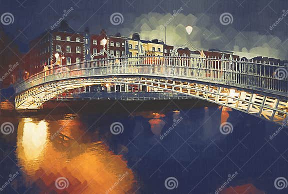Halfpenny Bridge stock illustration. Illustration of bridge - 4372042