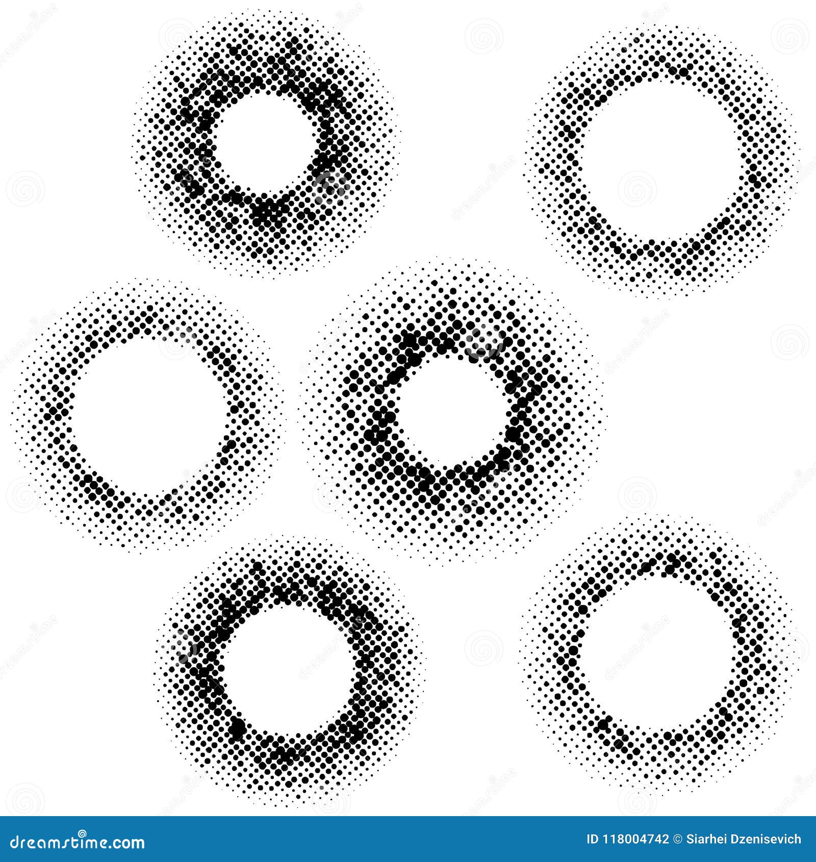 Halftone Abstract Grain Pattern Vintage Circle Collection Stock Vector ...