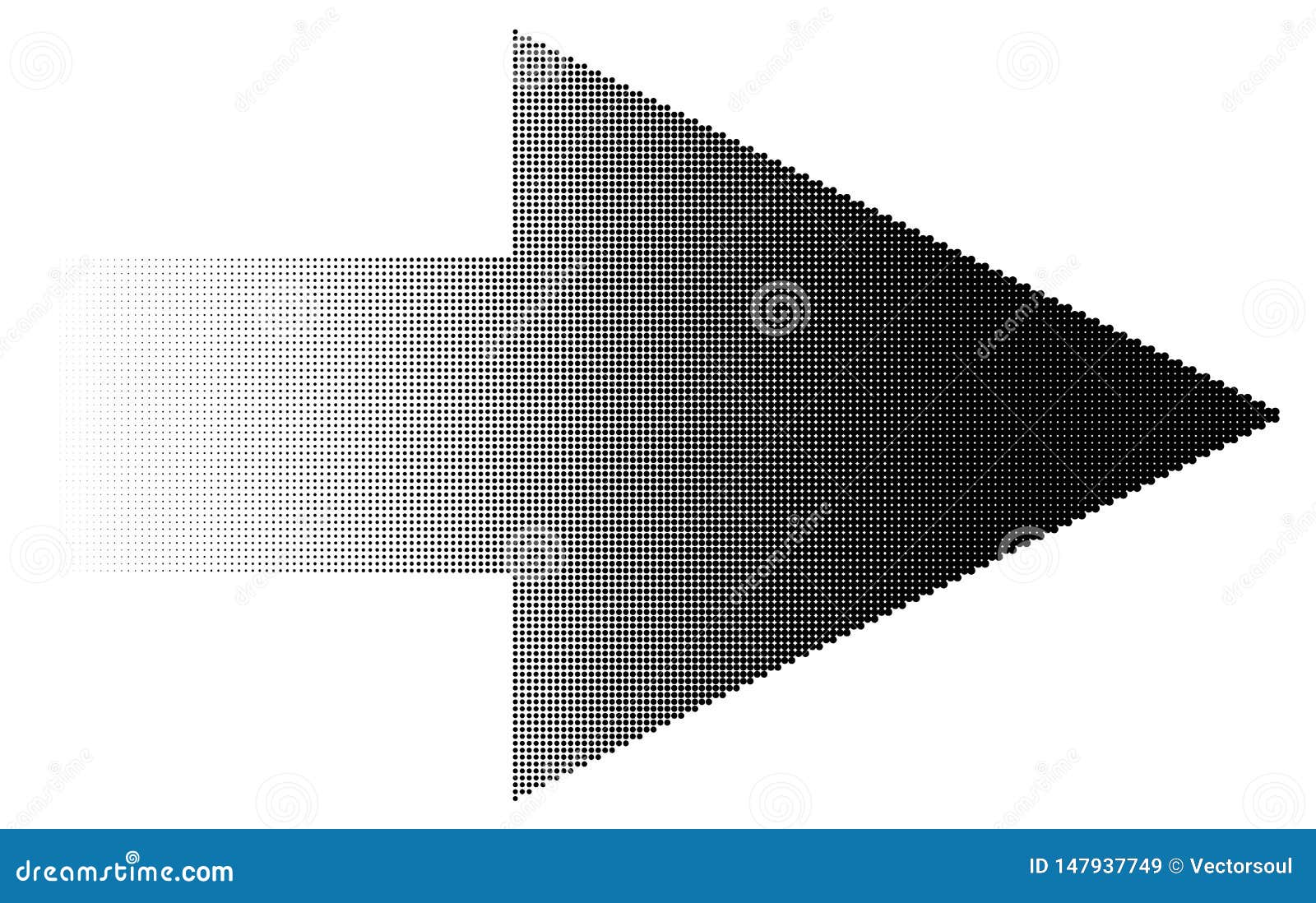 Halftone Arrow with Fading Gradient. Half-tone Arrow Shape Stock Vector ...