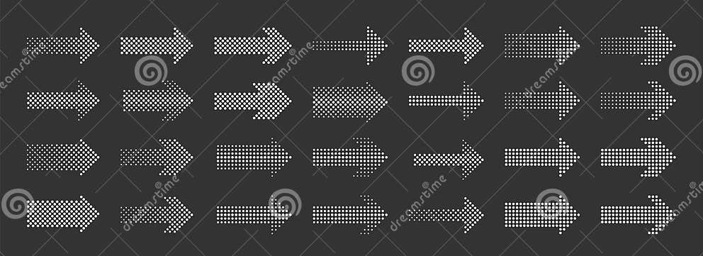 Halftone Arrows. Dotted Arrow. Direction Pointers, Simple Signs with ...