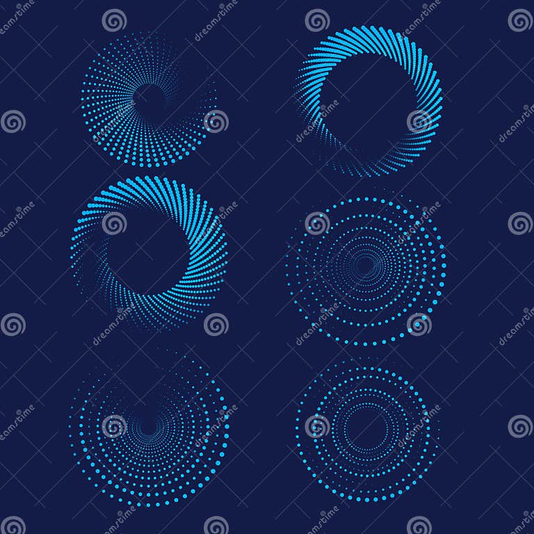 Halftone Blue Circle Dot Abstract Background. Set of Dotted Circle Dot ...