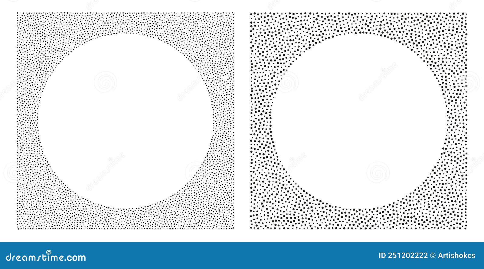 Halftone Circle Dots Frame Set. Circle Frame Background. Square Size. Vector Illustration. Stock ...