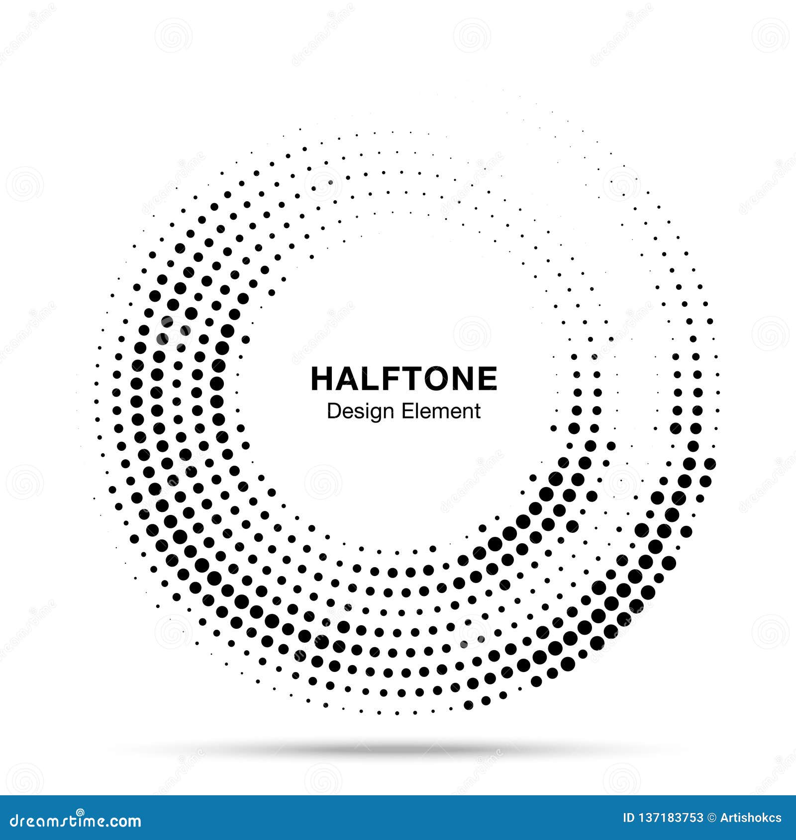 Halftone Circle Dotted Frame. Round Border Random Halftone Circle Dot ...