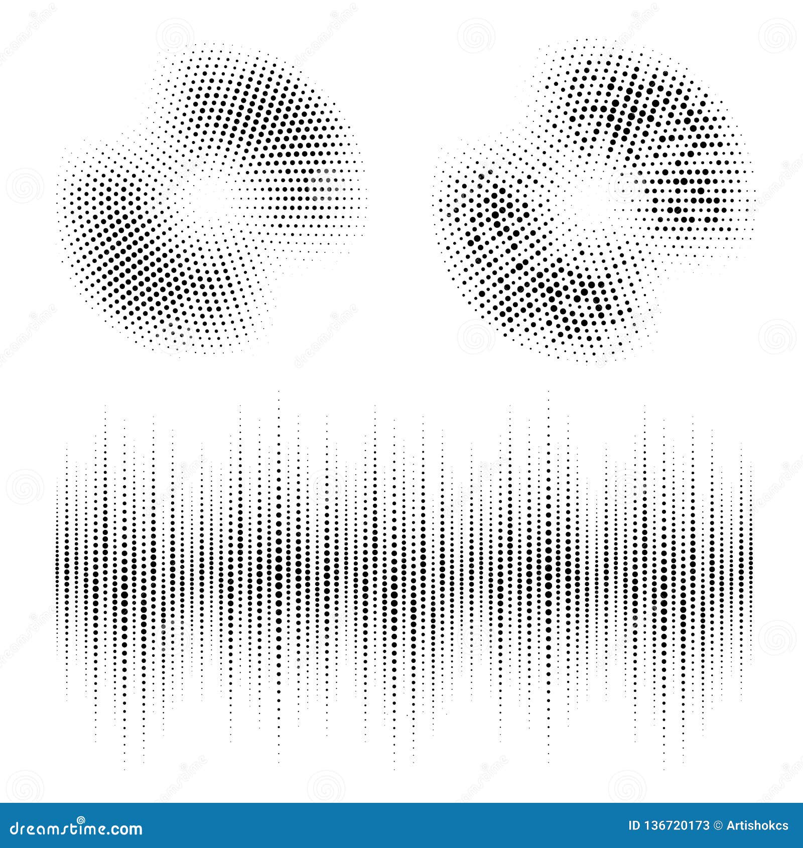 Halftone Circle Frame Dotted Backgrounds Set. Round Border Using ...