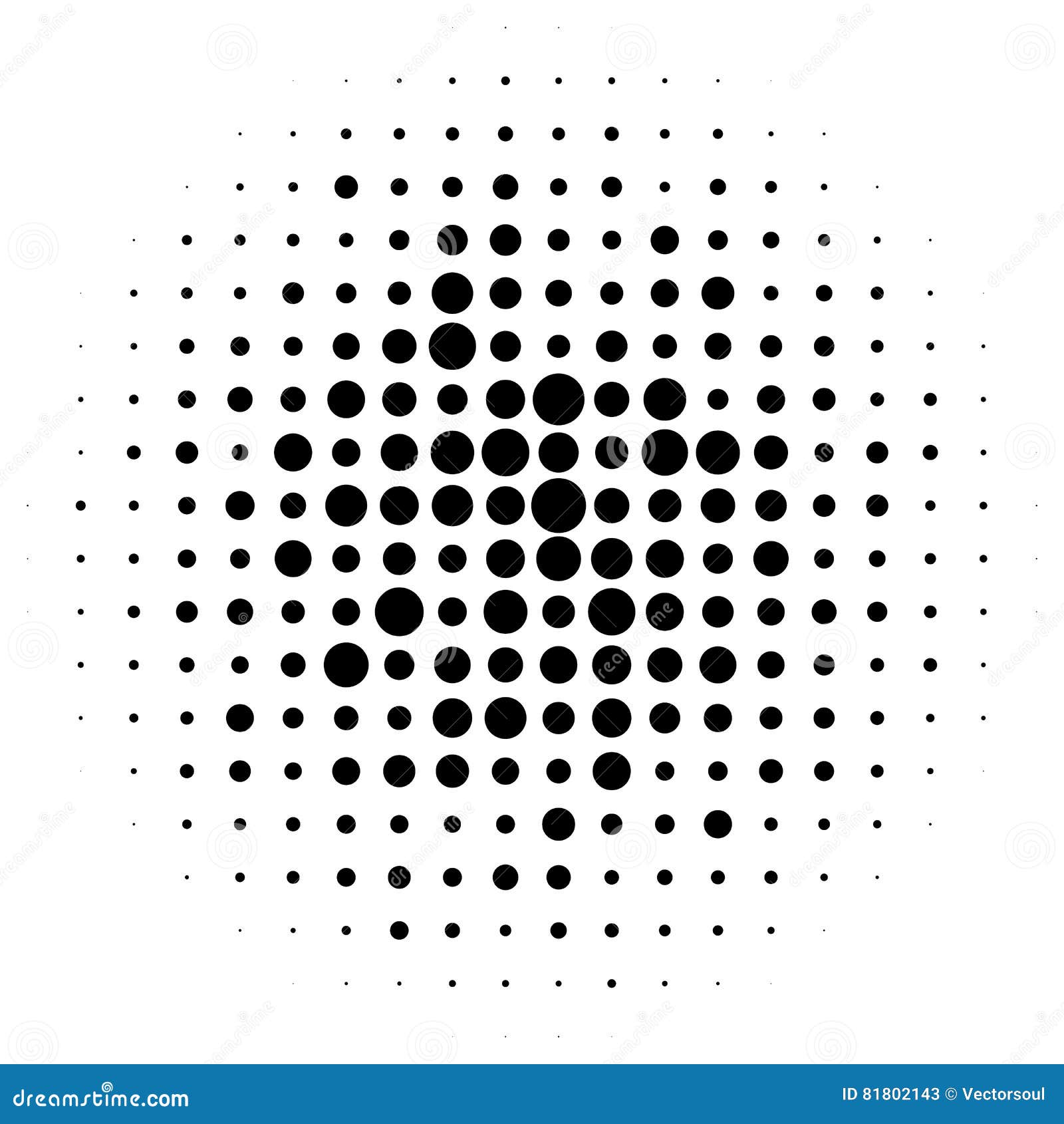 Halftone Circles, Halftone Dots Pattern. Monochrome Half-tone Cartoon ...