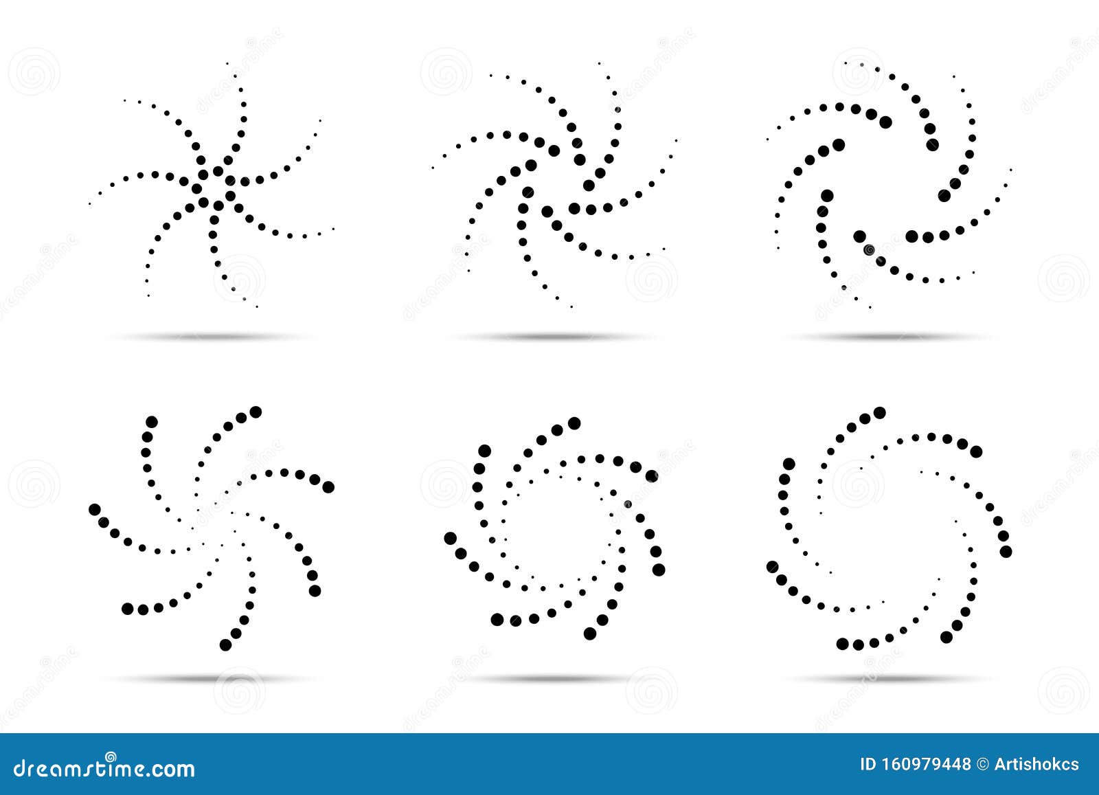 Halftone Circular Dotted Frames Set. Circle Dots Isolated On The White ...