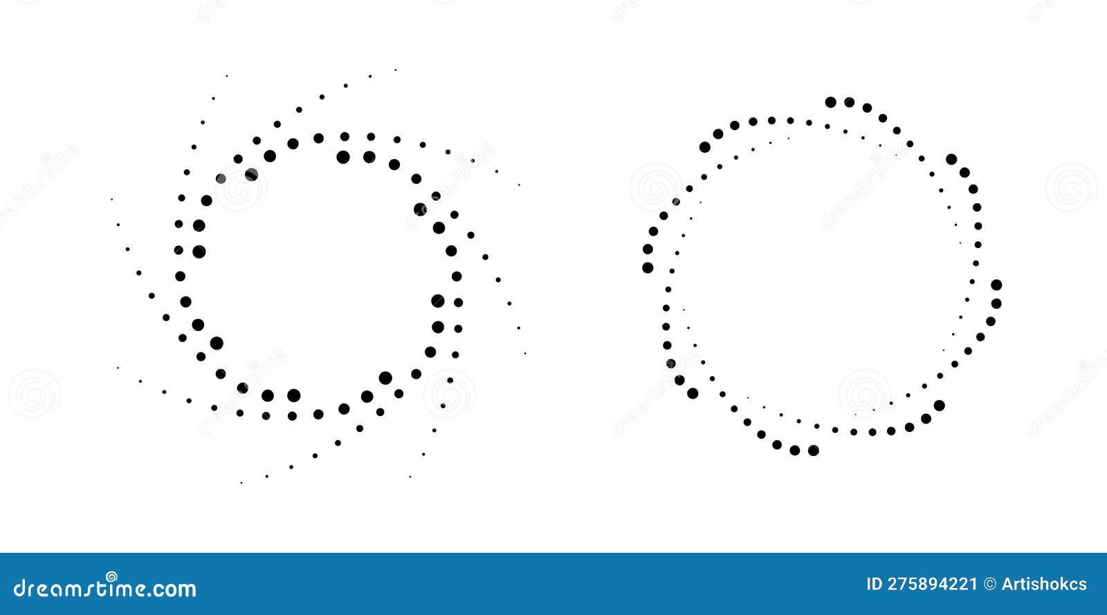 Halftone Circular Dotted Frames Set. Circle Dots Background. Round ...