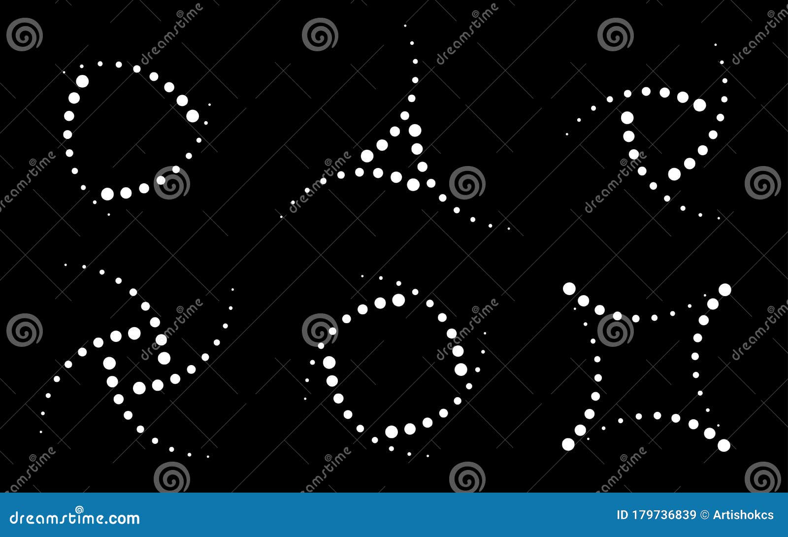Halftone Circular Dotted Frames Set. Circle Dots Icons Isolated On The ...