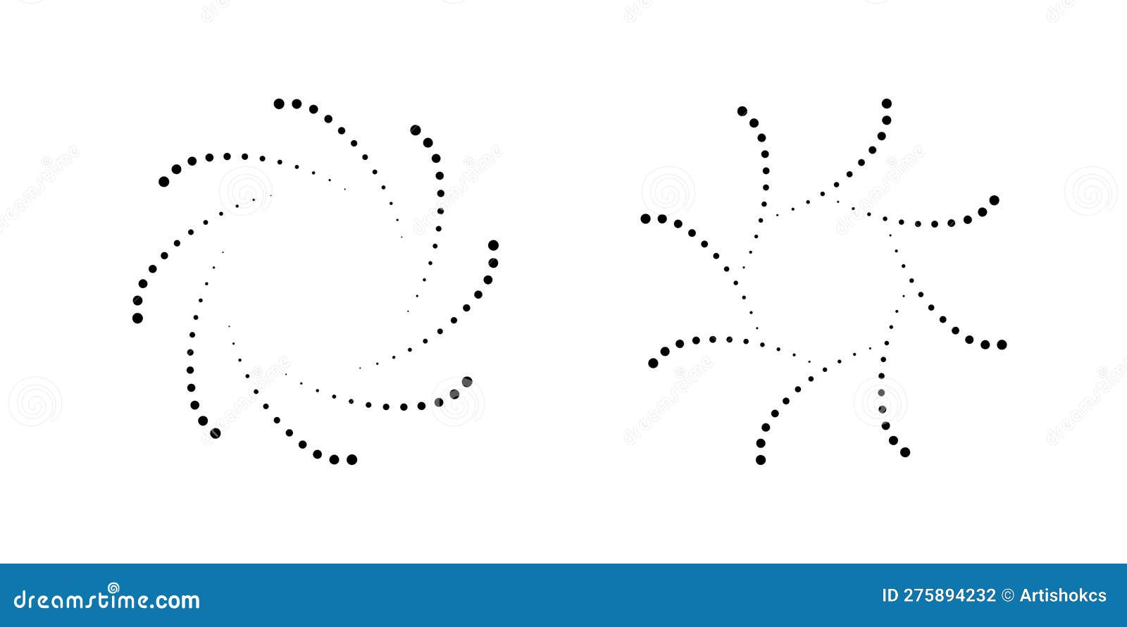 Halftone Circular Dotted Frames Set. Circle Dots Background. Round ...