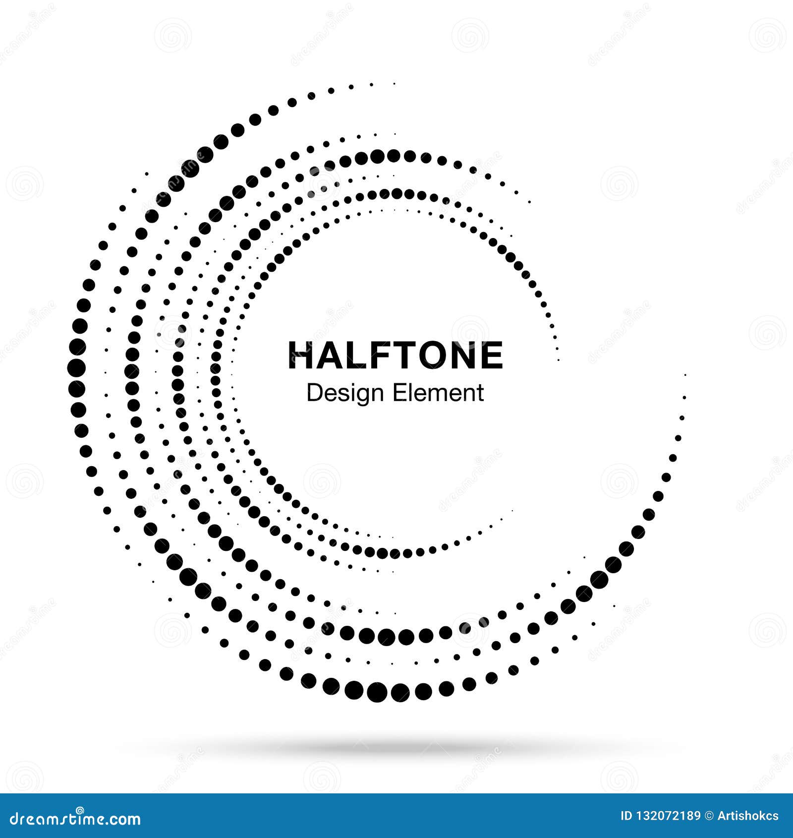 Halftone Circular Vortex Dotted Frame. Circle Swirl Dots Isolated on ...