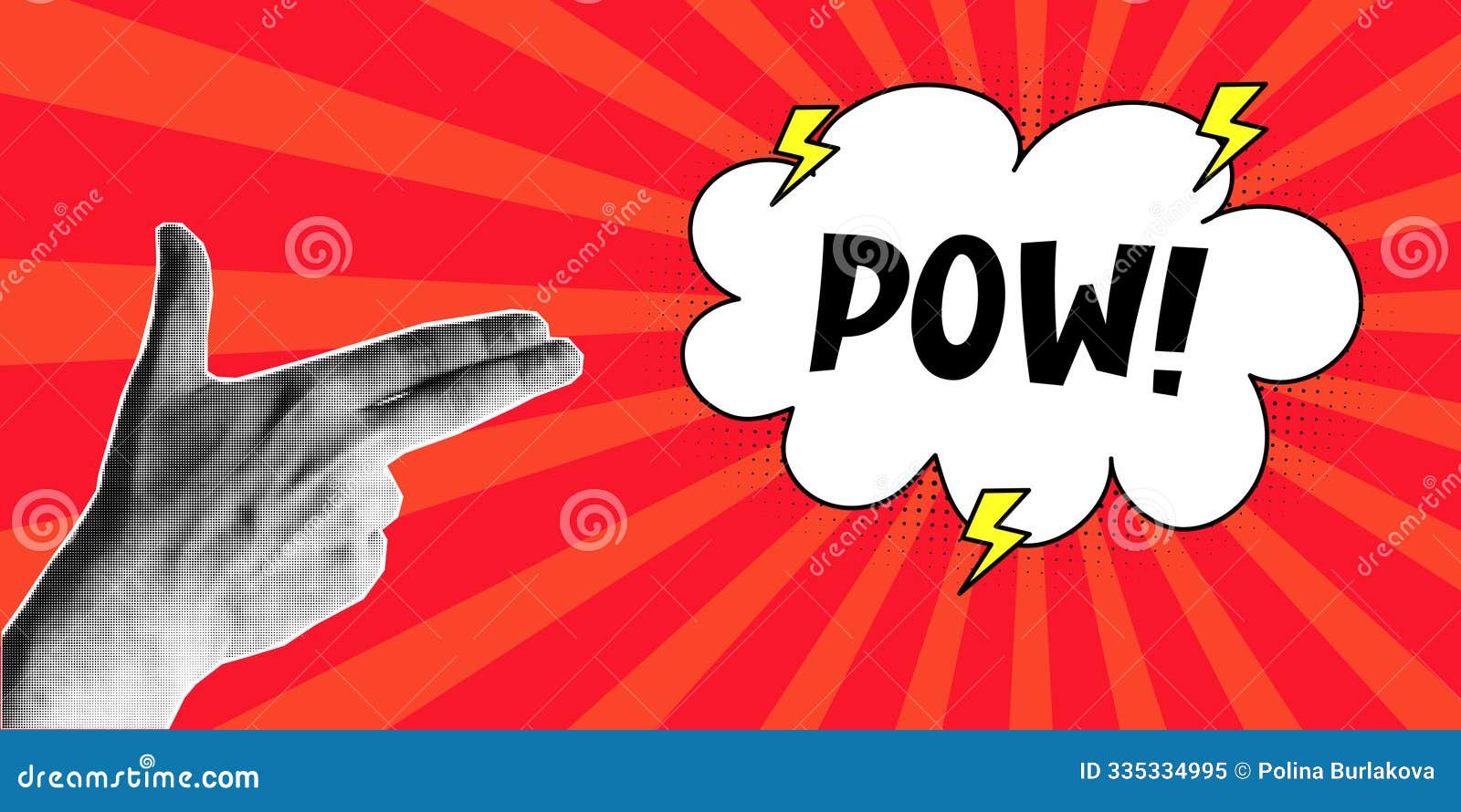 Peech Bubble with Expressive Inscriptions Pow, Cloud in a Comic Style ...