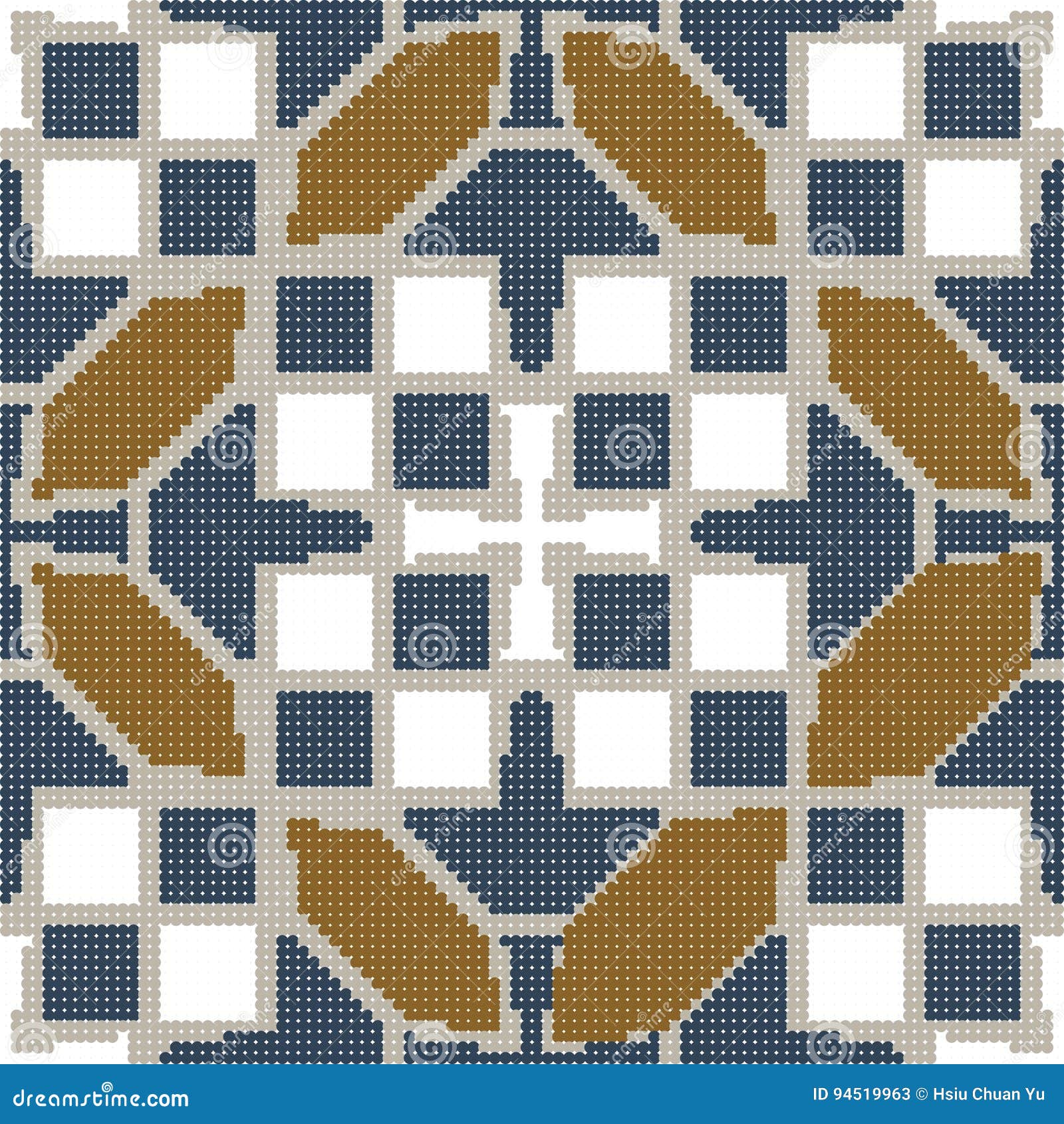 Halftone Colorful Seamless Retro Pattern Square Polygon Cross Ge Stock ...