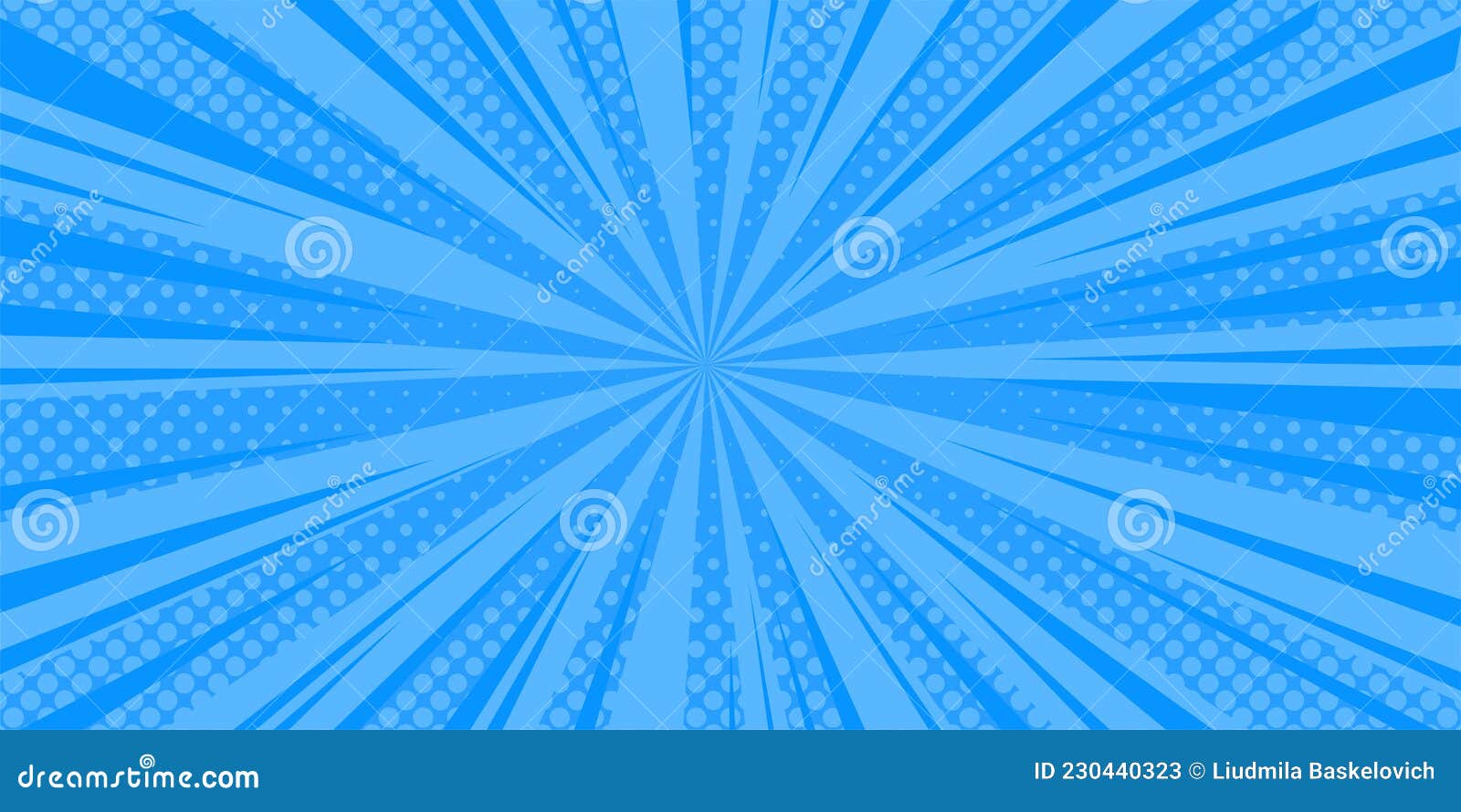 Halftone Comic Background. Blue Wallpaper Template with Superhero ...