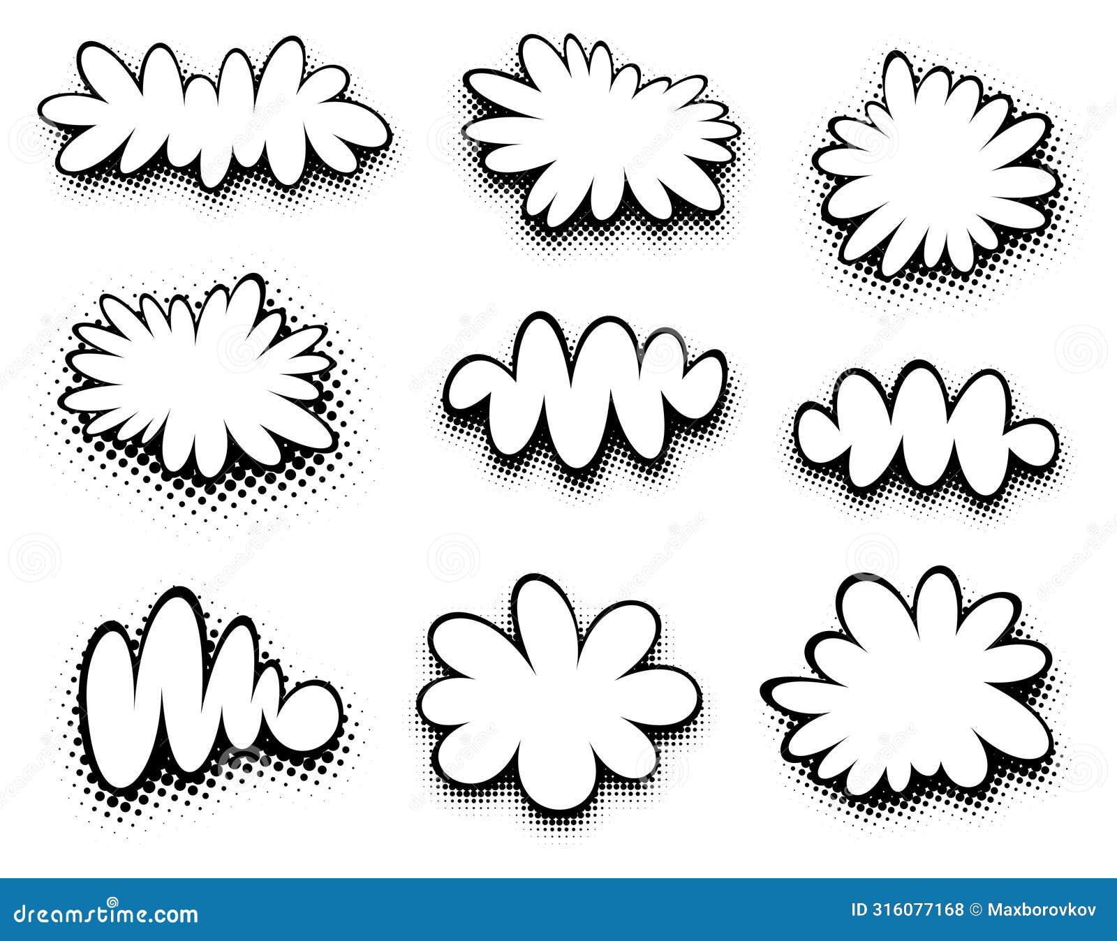 Halftone Comic Burst Bubbles Stock Vector - Illustration of empty ...