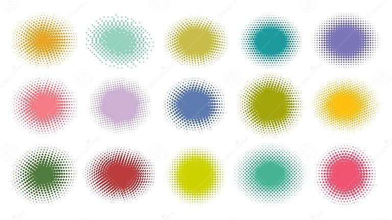 Halftone Comic Dotted Spot Pop Art Dot Round Blot Stock Vector ...