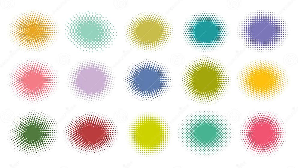Halftone Comic Dotted Spot Pop Art Dot Round Blot Stock Vector ...