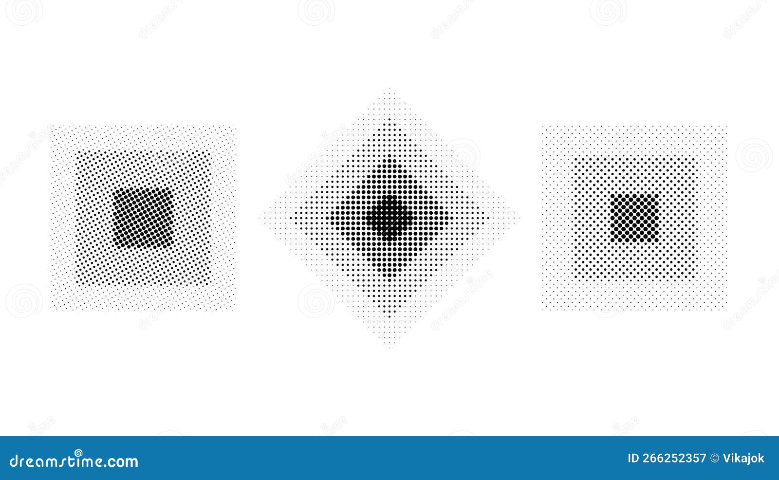 Halftone Concentric Square Set. Comic Texture Rectangles Collection ...