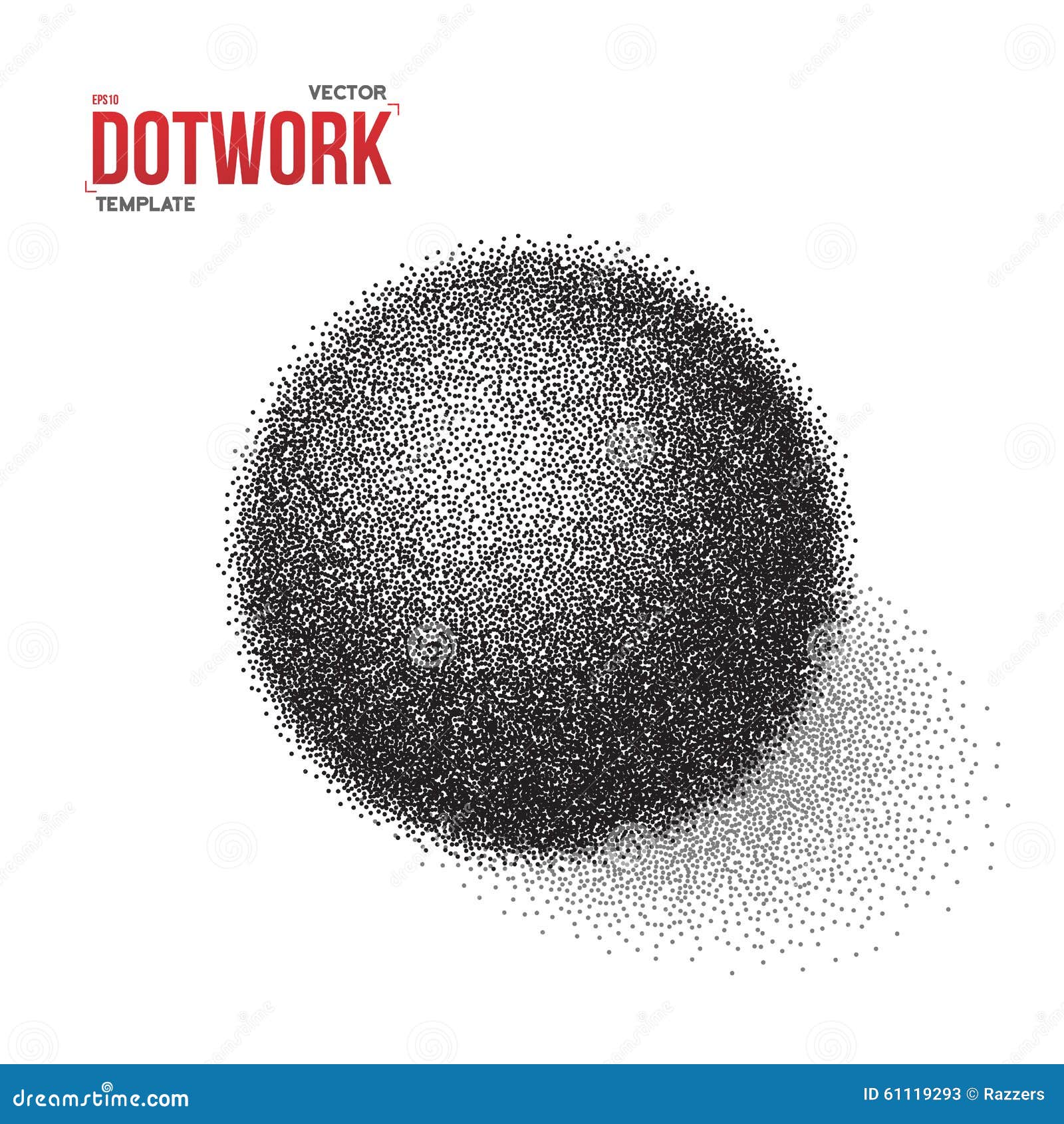 Halftone 3D Ball Template. Dotwork Tattoo Style 3D Ball Stock Vector ...