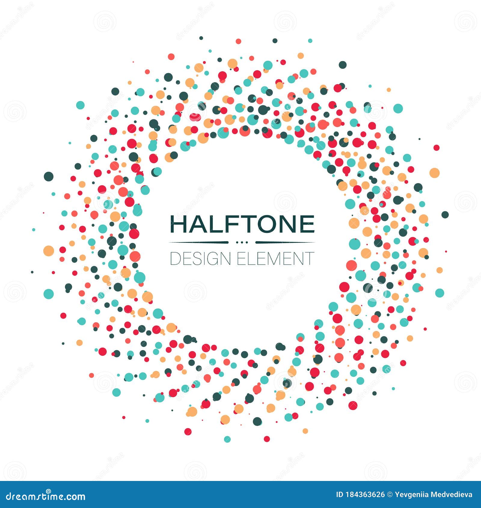 Halftone Design Element with Random Colored Dots. Simple Mosaic Dotted ...