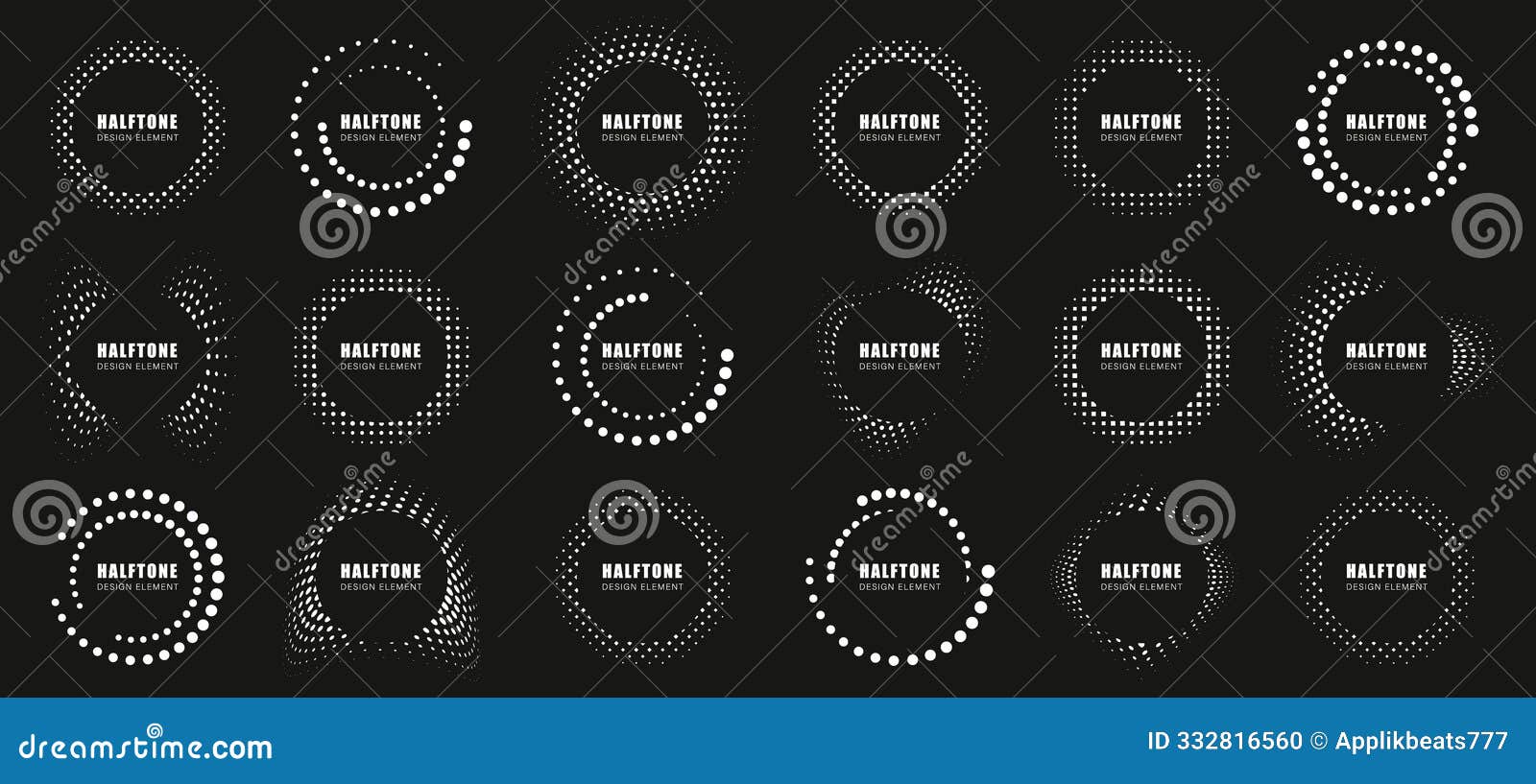 Halftone Design Element Set. Dotted Halftone Logo. Halftone Effect ...