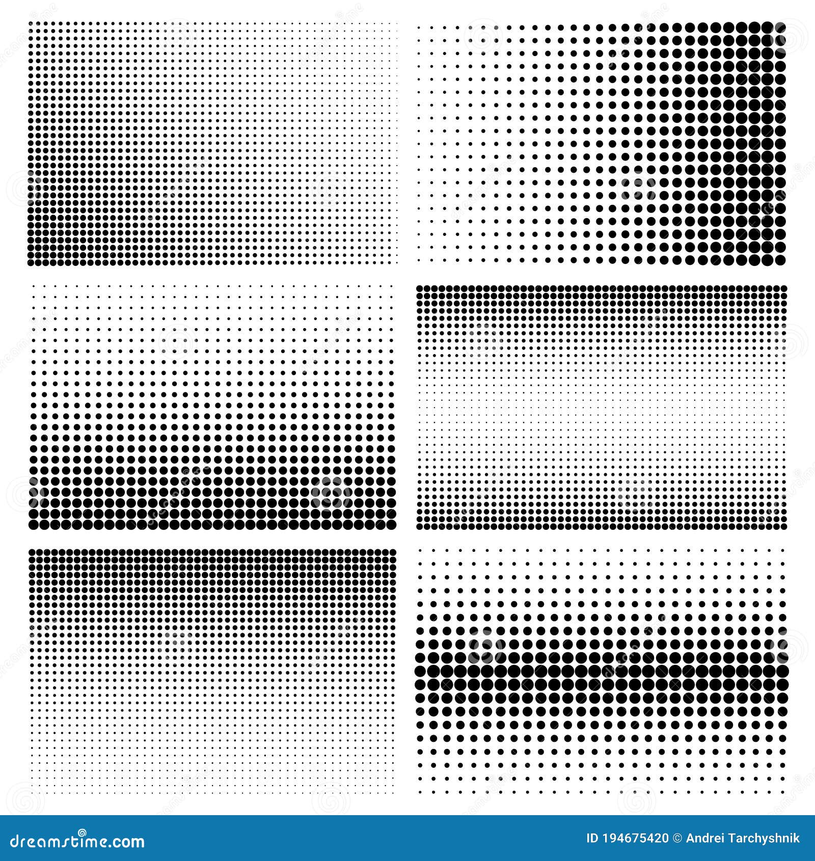 Halftone Design Elements with Black Dots Isolated on White Background ...