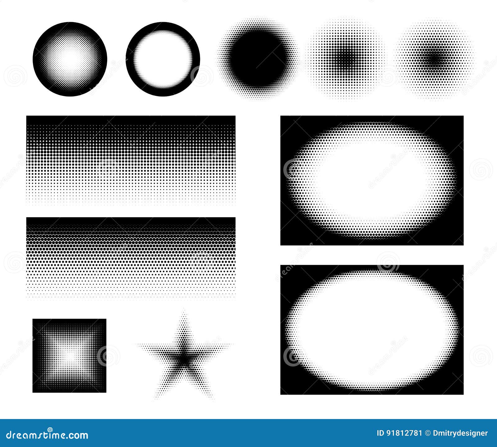 Halftone in Different Variations in Vector Stock Vector - Illustration ...
