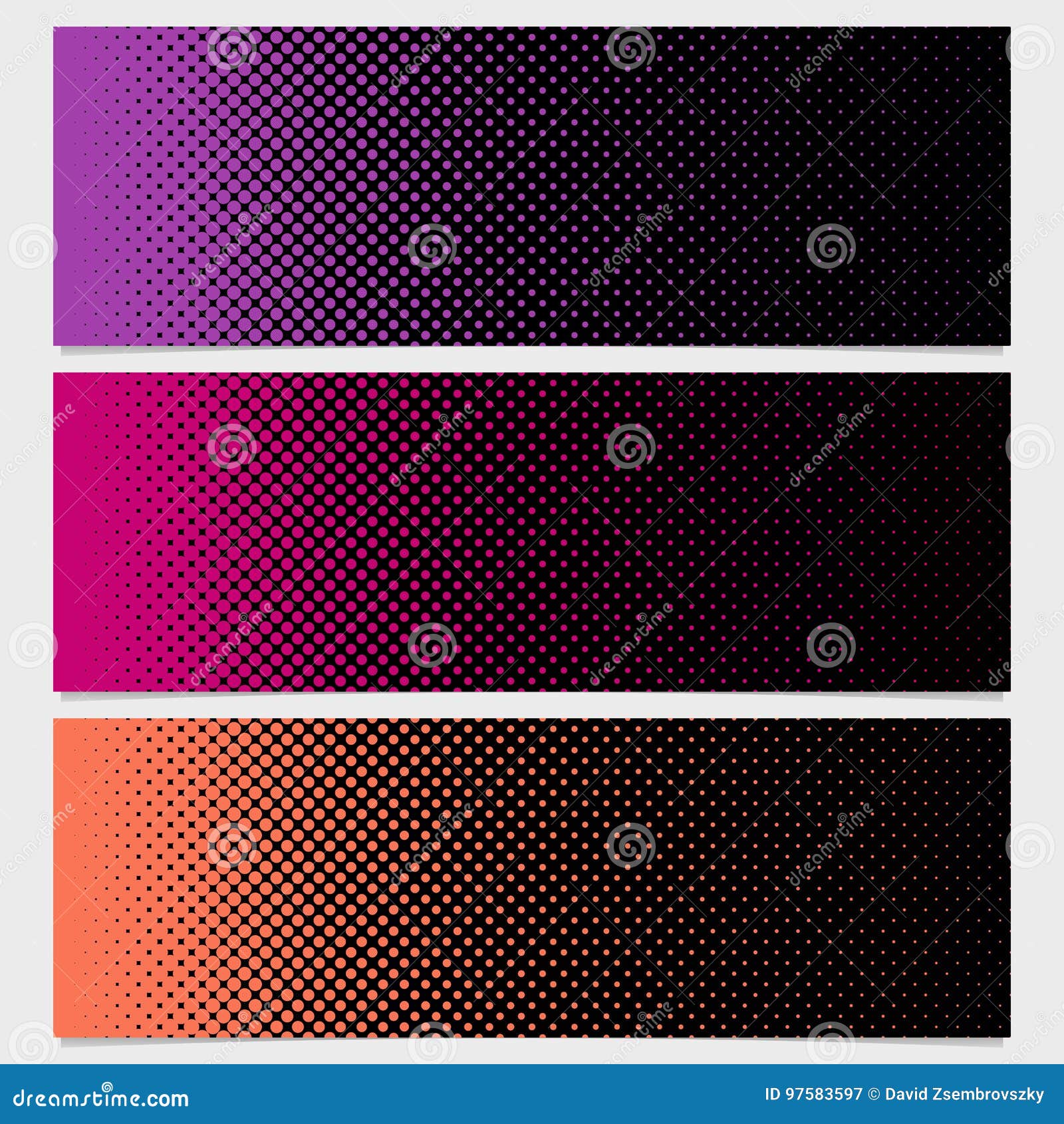 Halftone Dot Pattern Horizontal Banner - Vector Graphic from Circles in ...