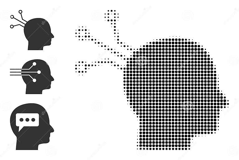 Halftone Dot Vector Brain Link Icon Stock Vector - Illustration of ...