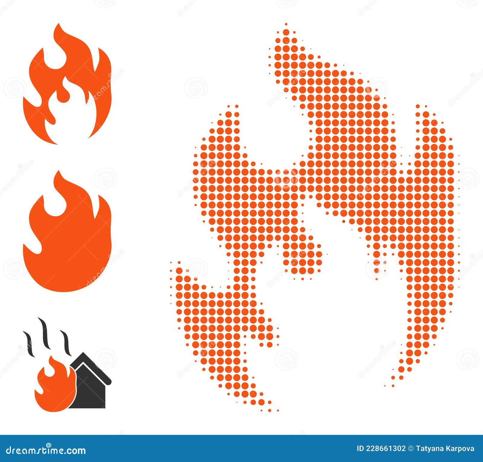 Halftone Dot Vector Fire Flame Icon Stock Vector - Illustration of fire ...