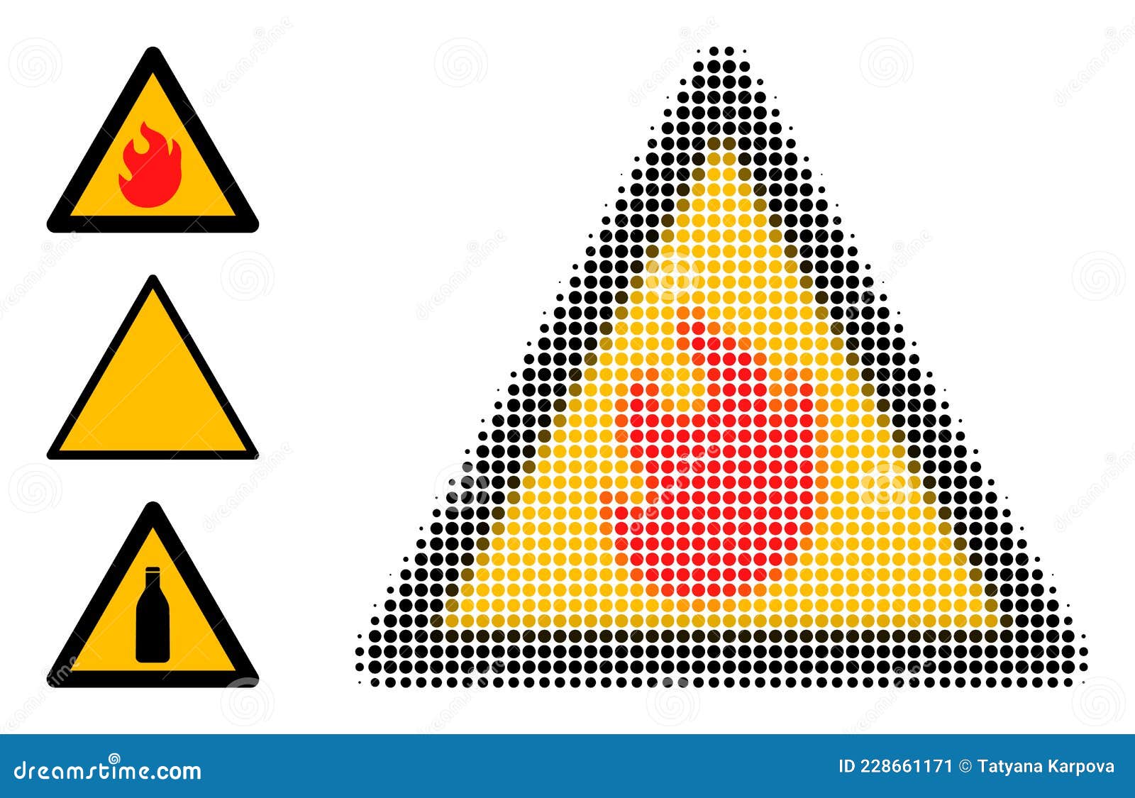 Halftone Dot Vector Fire Warning Icon Stock Vector - Illustration of ...