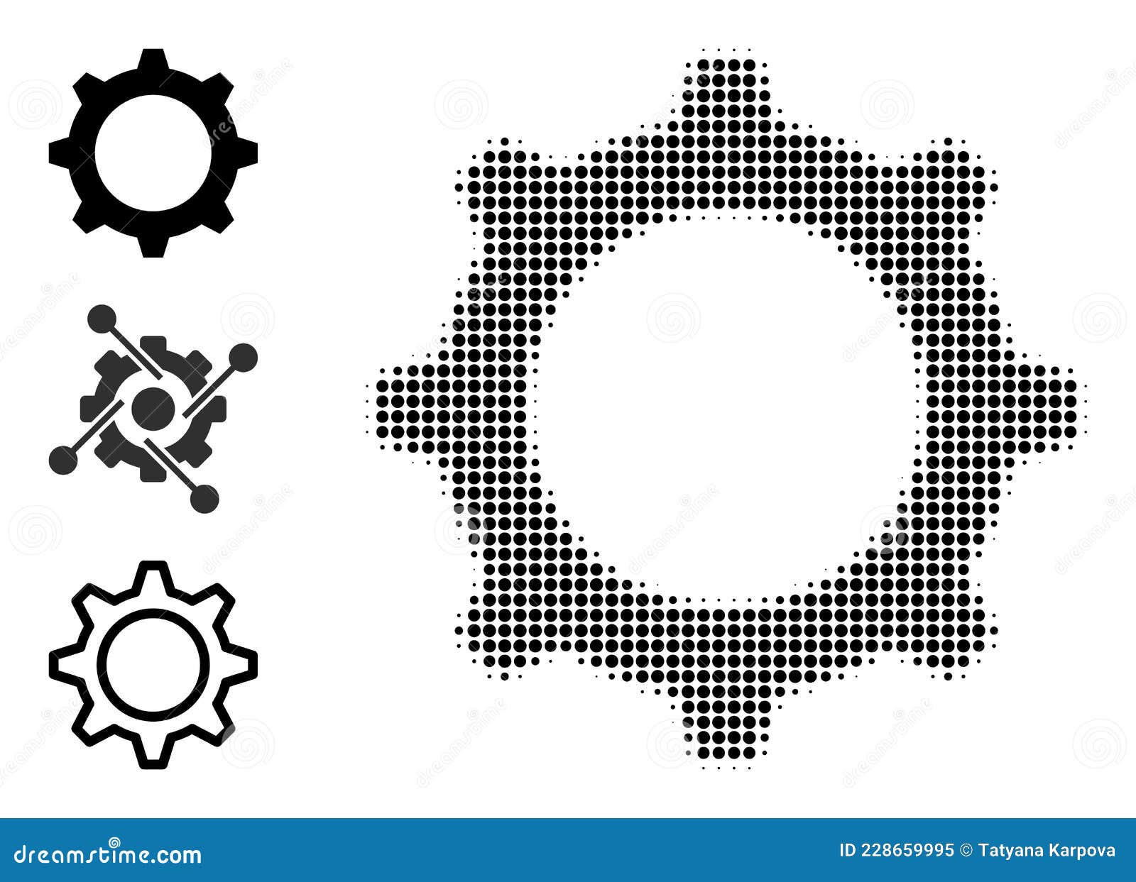 Halftone Dot Vector Gear Icon Stock Vector - Illustration of engine ...