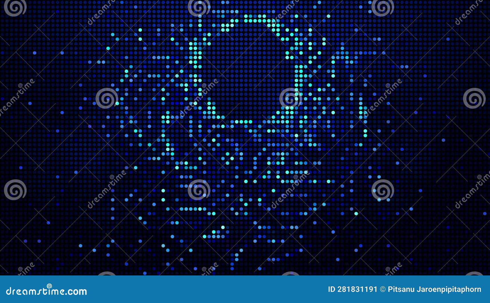 Halftone Dots Abstract Digital Technology Animated Blue Light on Blue ...