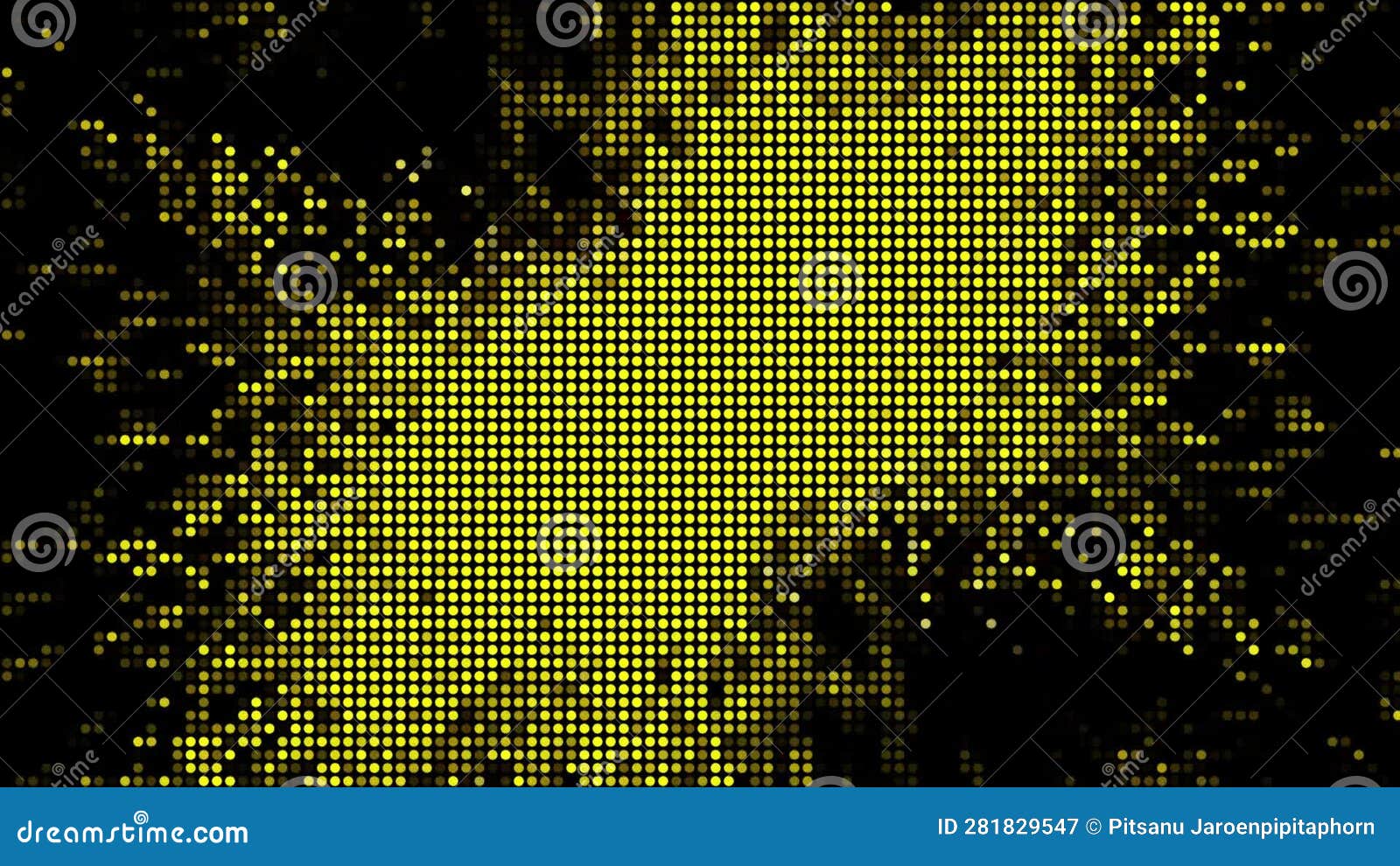 Halftone Dots Abstract Digital Technology Animated Yellow Light on ...