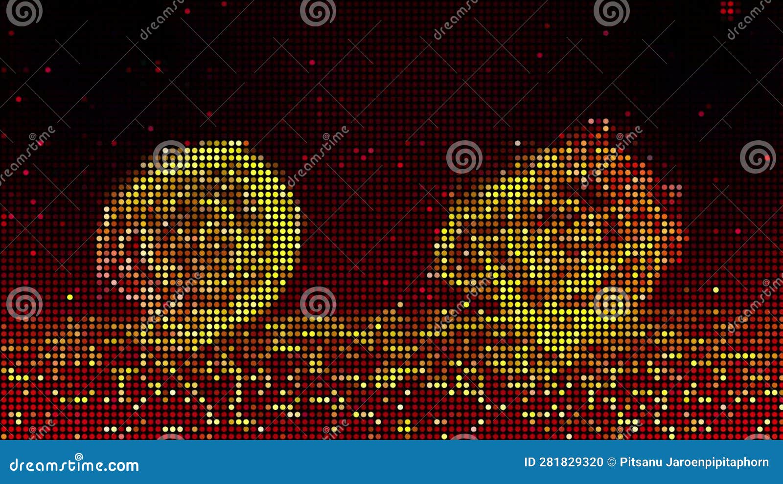 Halftone Dots Abstract Digital Technology Animated Yellow Light on Red ...