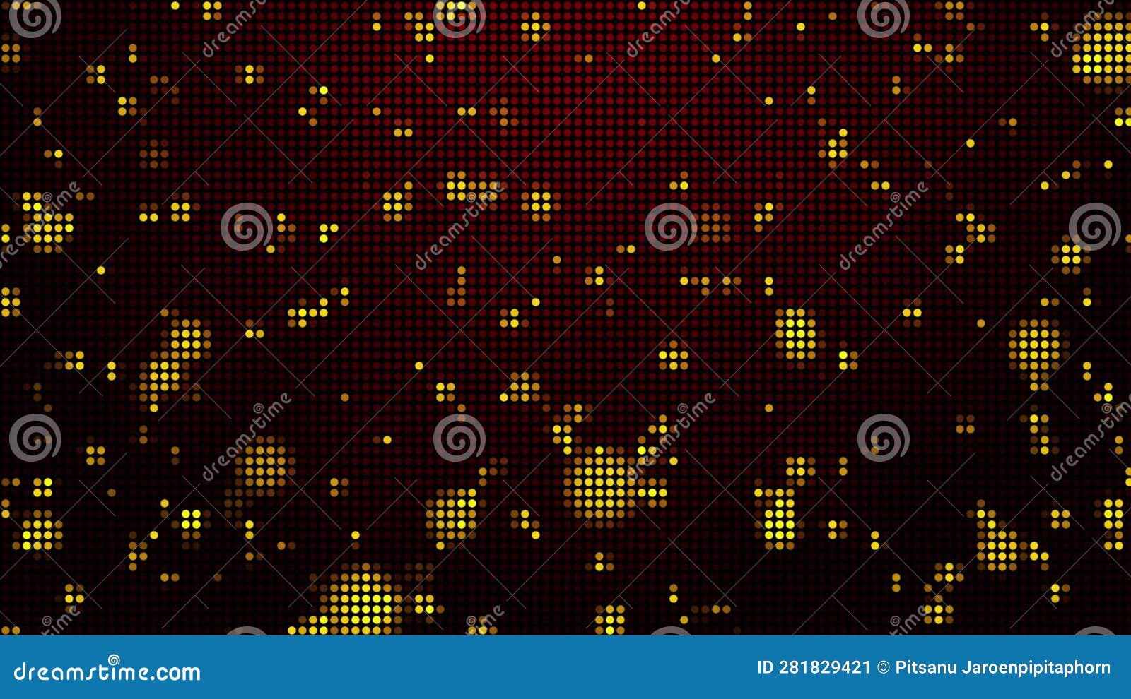 Halftone Dots Abstract Digital Technology Animated Yellow Light on Red ...