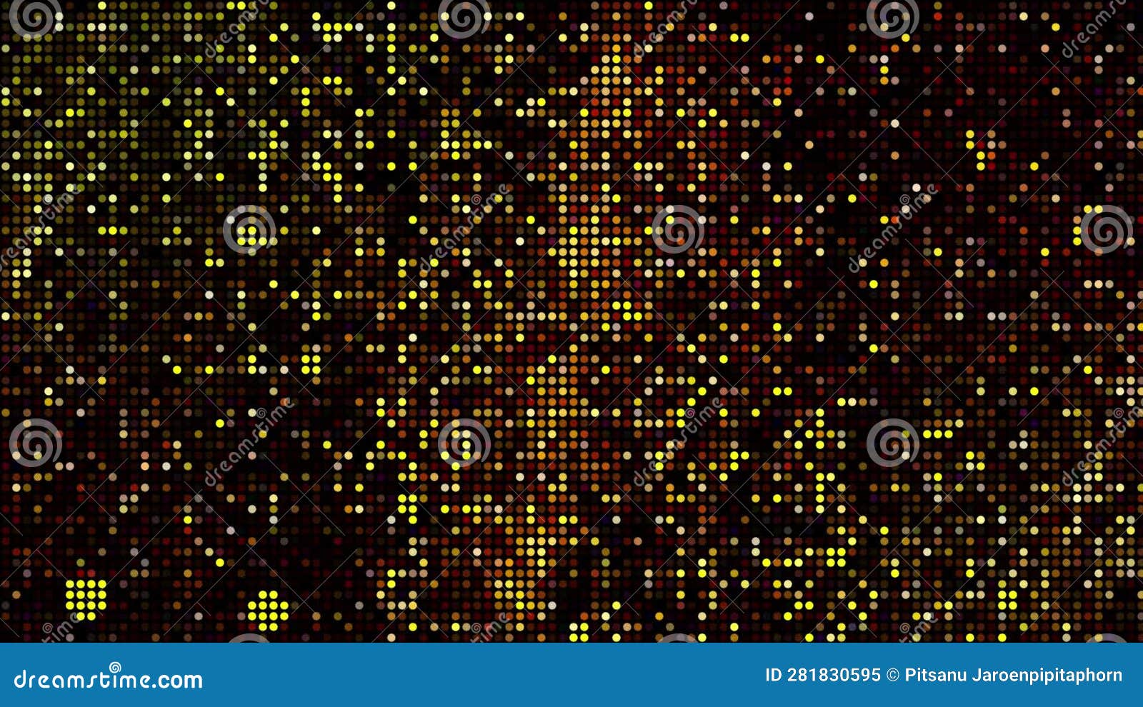 Halftone Dots Abstract Digital Technology Animated Yellow Light on Red ...