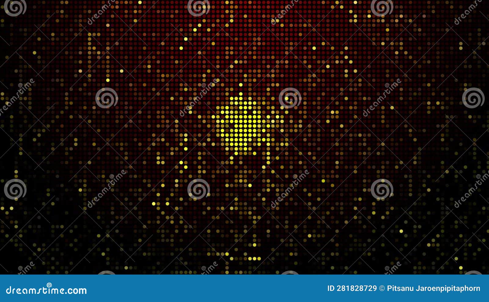 Halftone Dots Abstract Digital Technology Animated Yellow-orange Light ...