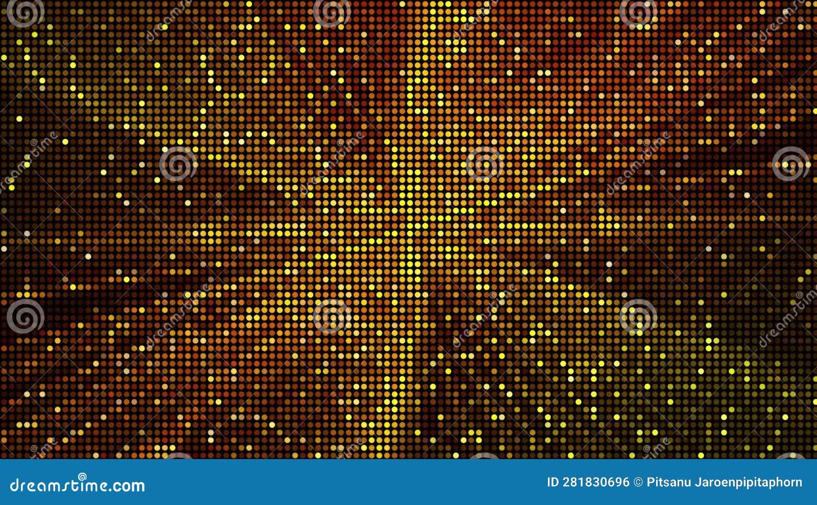 Halftone Dots Abstract Digital Technology Animated Yellow-orange Light ...