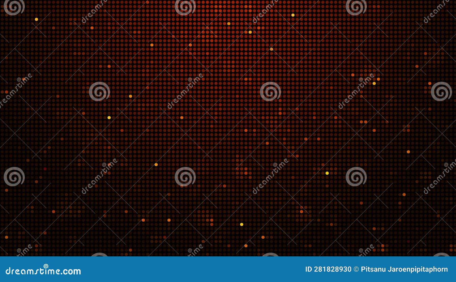 Halftone Dots Abstract Digital Technology Animated Yellow-orange Light ...