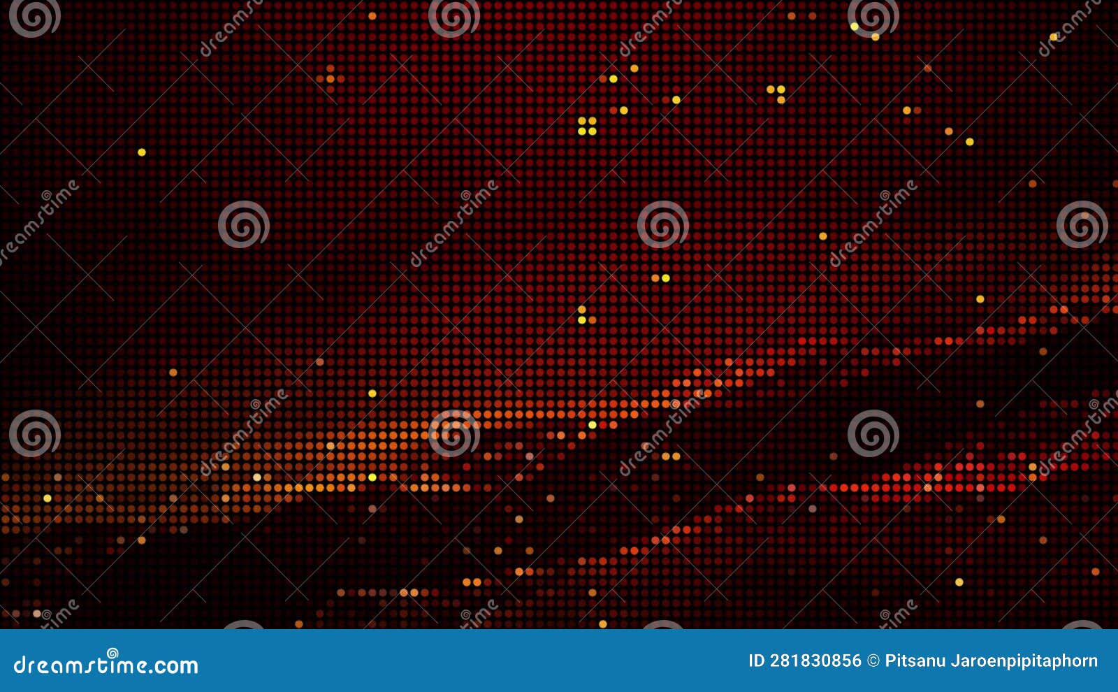 Halftone Dots Abstract Digital Technology Animated Yellow-orange Light ...