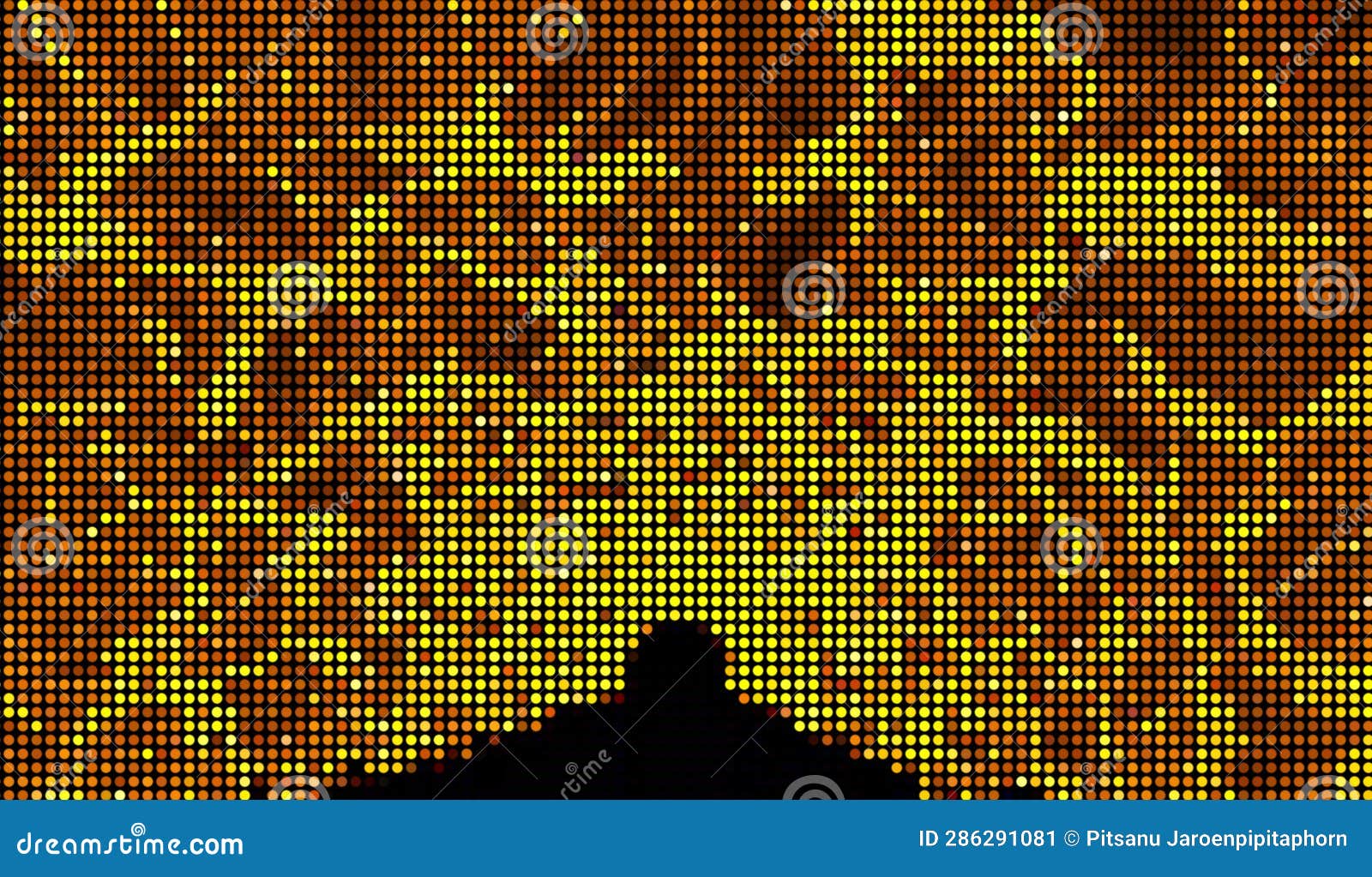 Halftone Dots Abstract Digital Technology Orange-red Light on Black ...