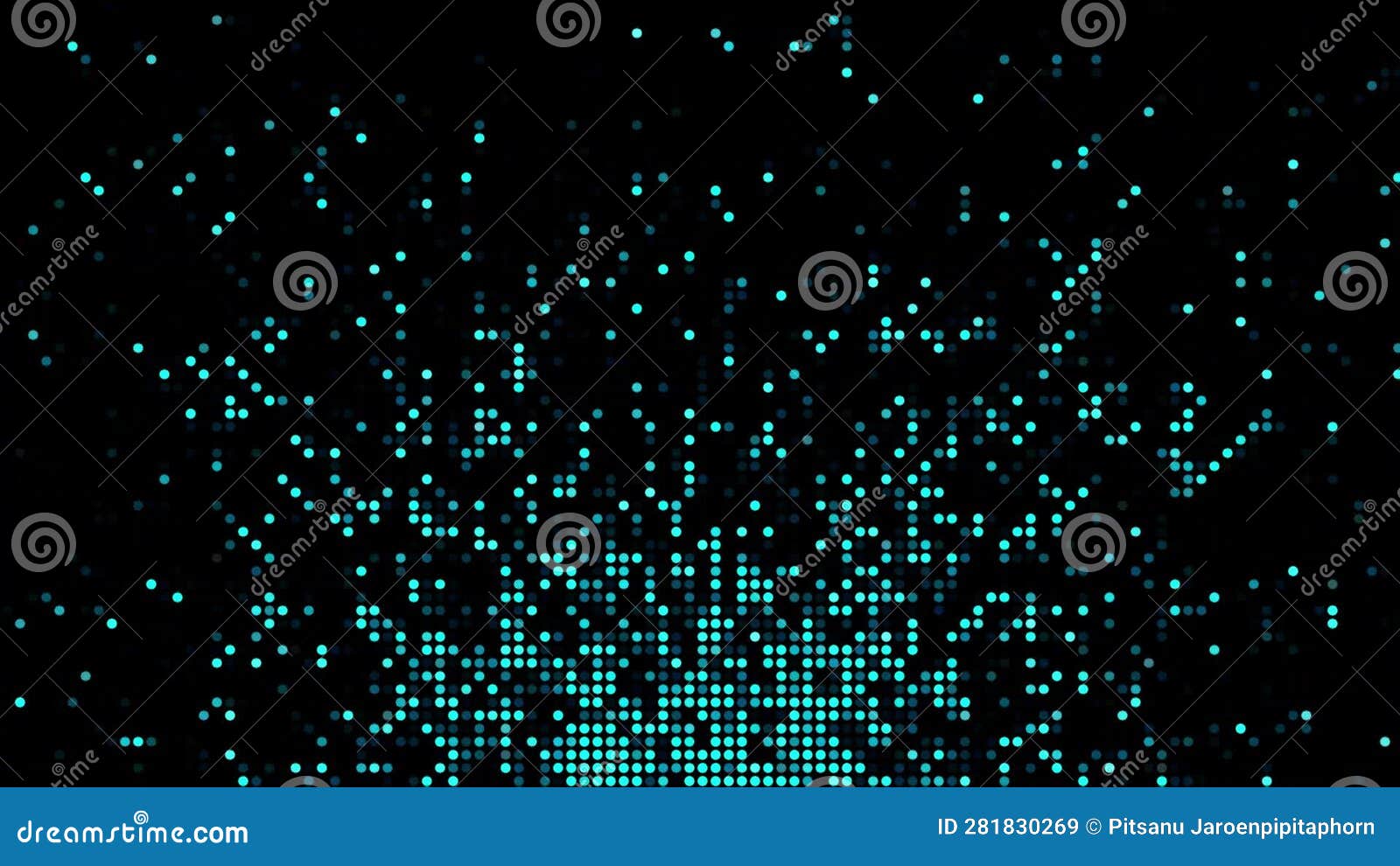 Halftone Dots Blue Burning Sparks Fire Motion on Black Background Stock ...