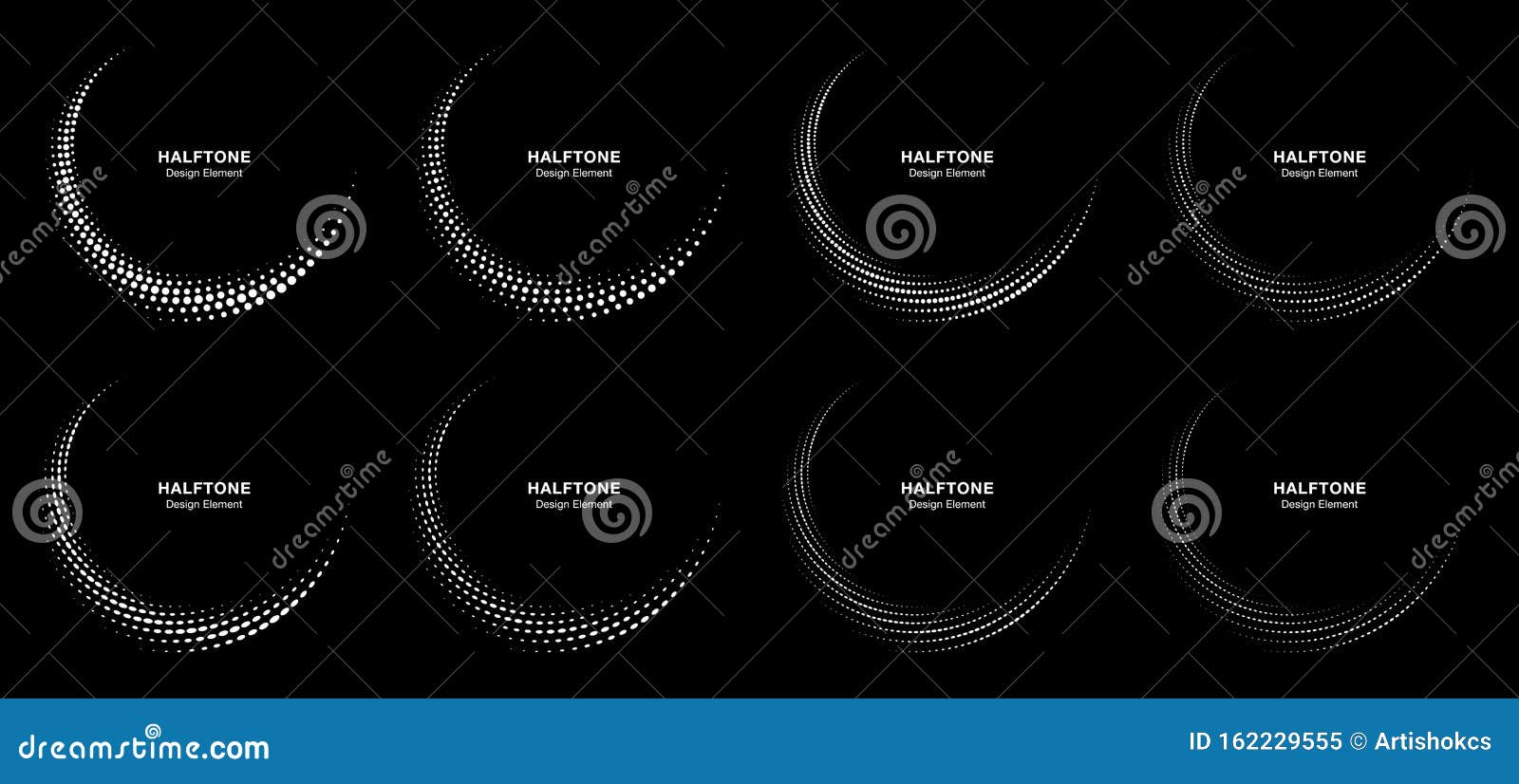 Halftone Dots Circle Frame Abstract Dots Logo Emblem Design Element Set ...