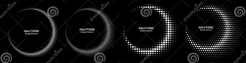 Halftone Dots Circle Frame Abstract Dots Logo Emblem Design Element Set ...