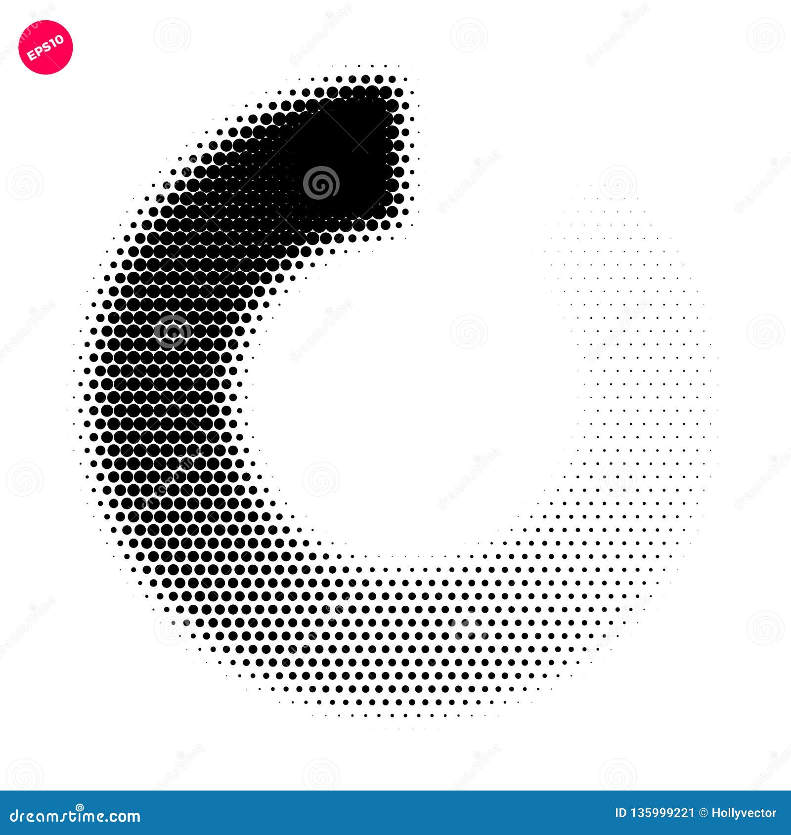 Halftone Incomplete Circle Frame Dots Logo Set Isolated On White ...